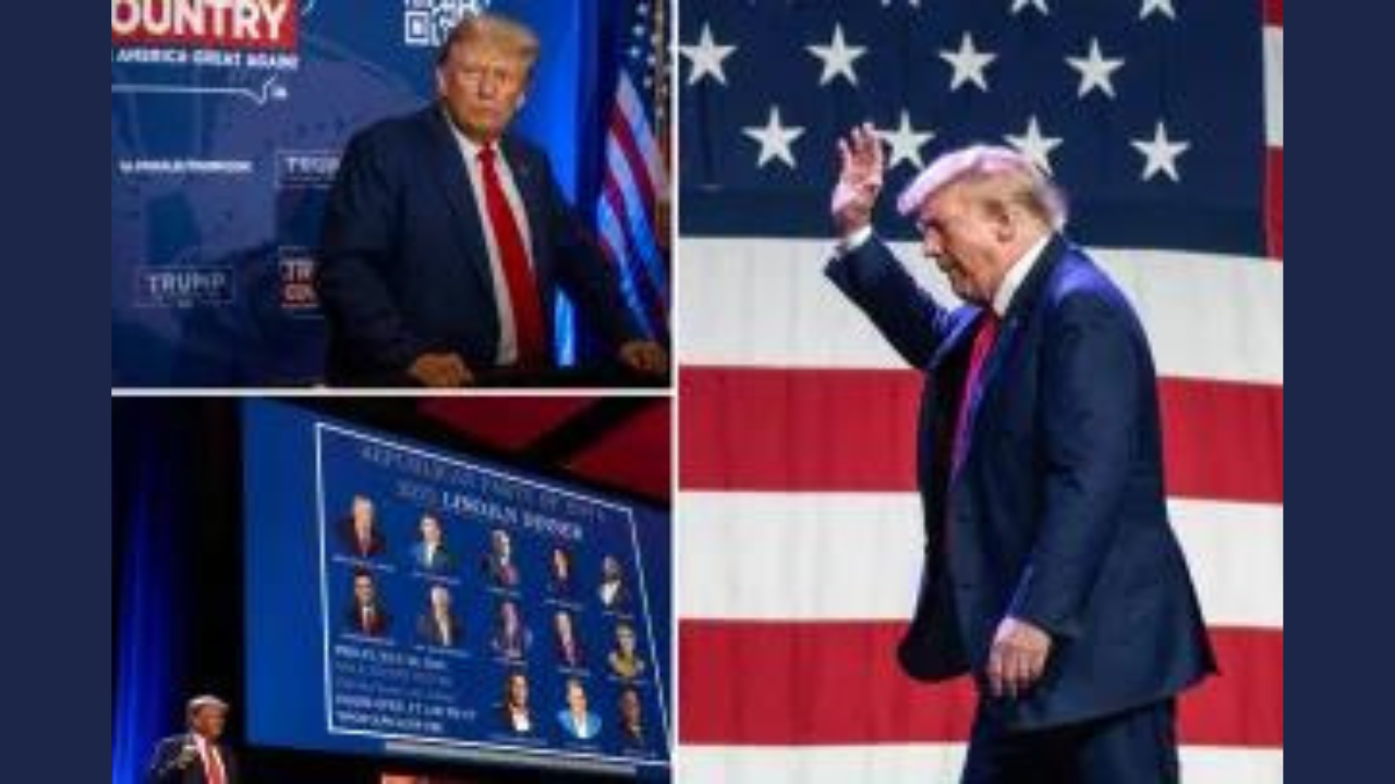 Donald Trump marches onto Iowa stage as song about ‘going to prison ...